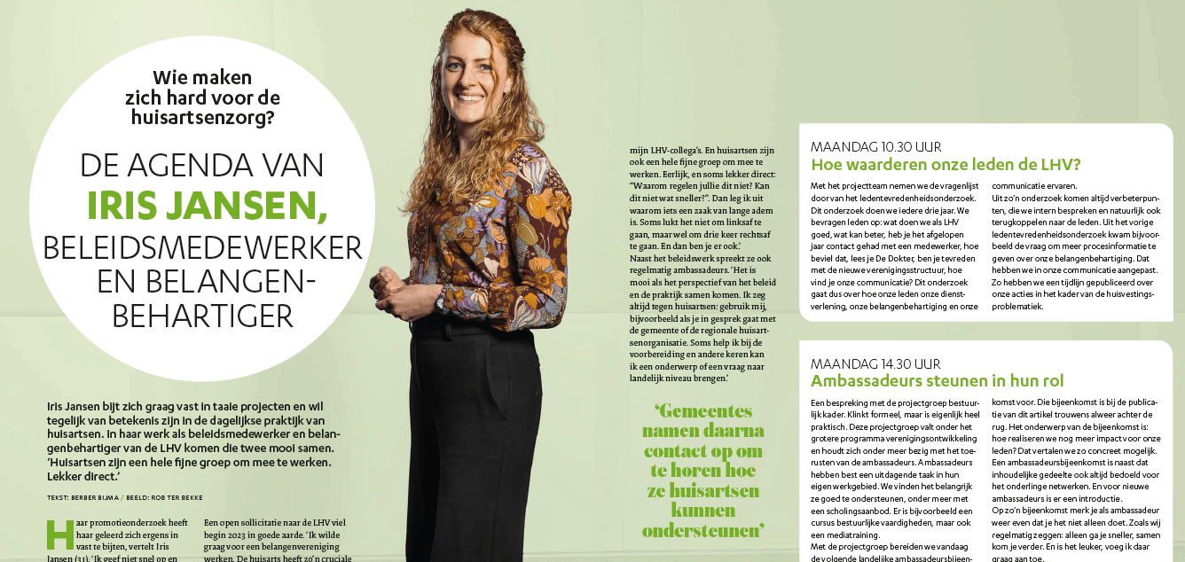 De agenda van Iris Jansen, beleidsmedewerker en belangenbehartiger – LHV